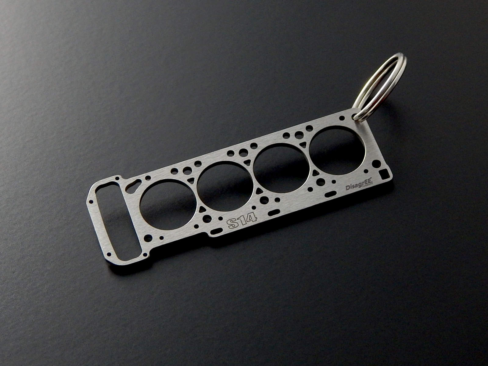 Miniature of a head gasket for BMW S14 brushed stainless steel key ring ...
